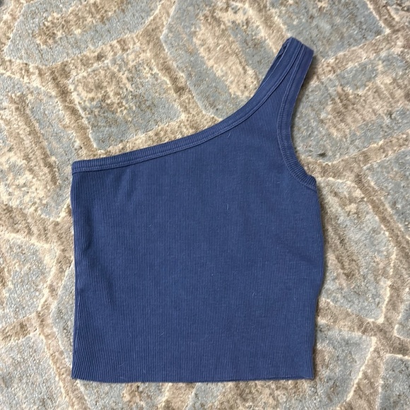 Tops | One Shoulder Blue Crop Top | Poshmark
